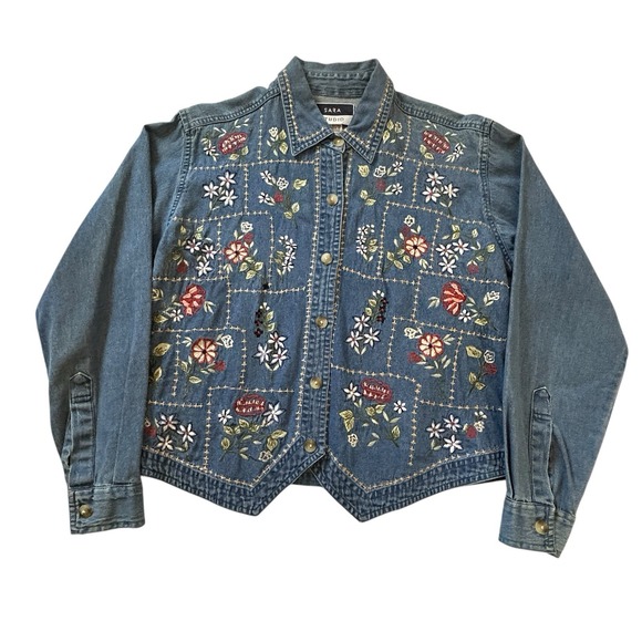Sara Studio | Tops | Vtg Sara Studio Embroidered Denim Top Jacket Sz S ...